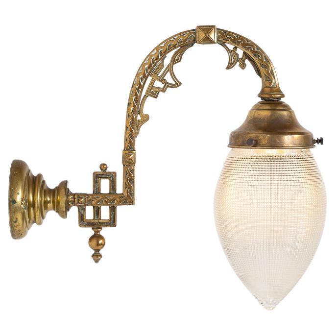 Exquisite Cast Copper Art Nouveau Wall Sconces and Blue Vaseline Glass ...