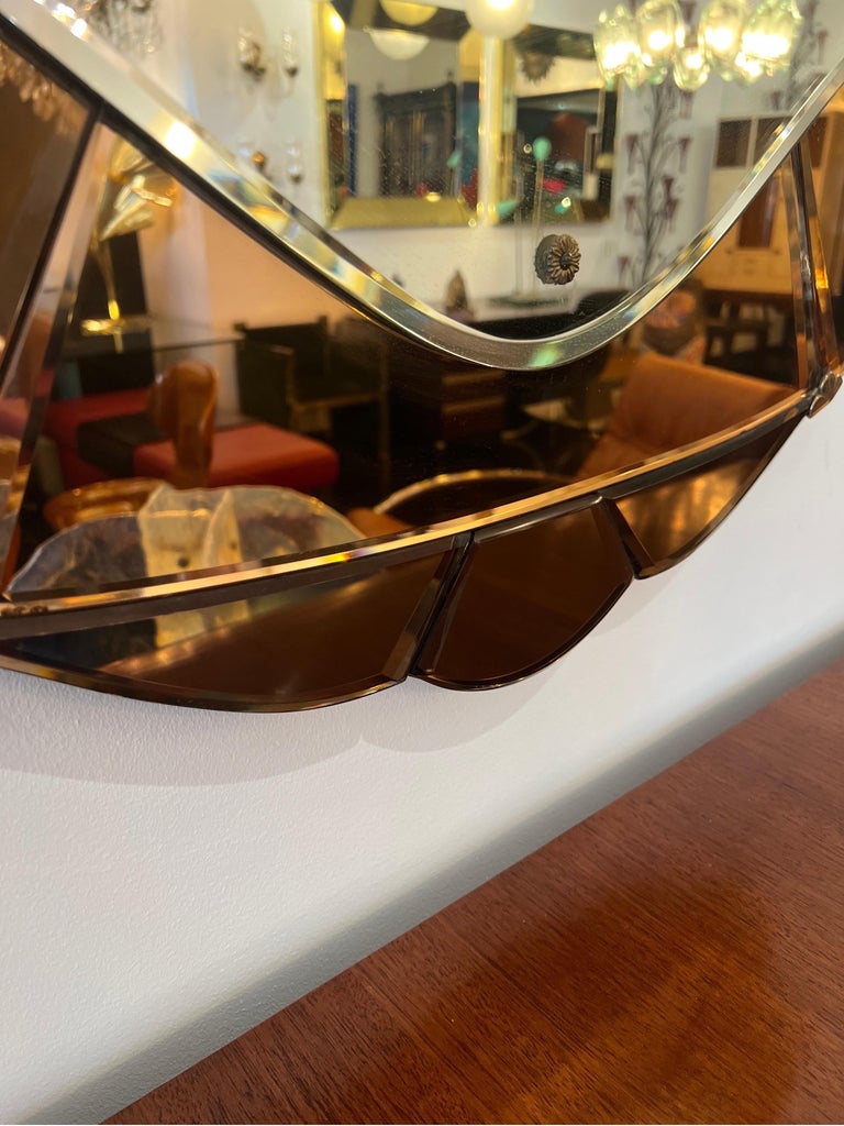 Rare large Cristal Arte rose gold and amber wall mirror For Sale at 1stDibs