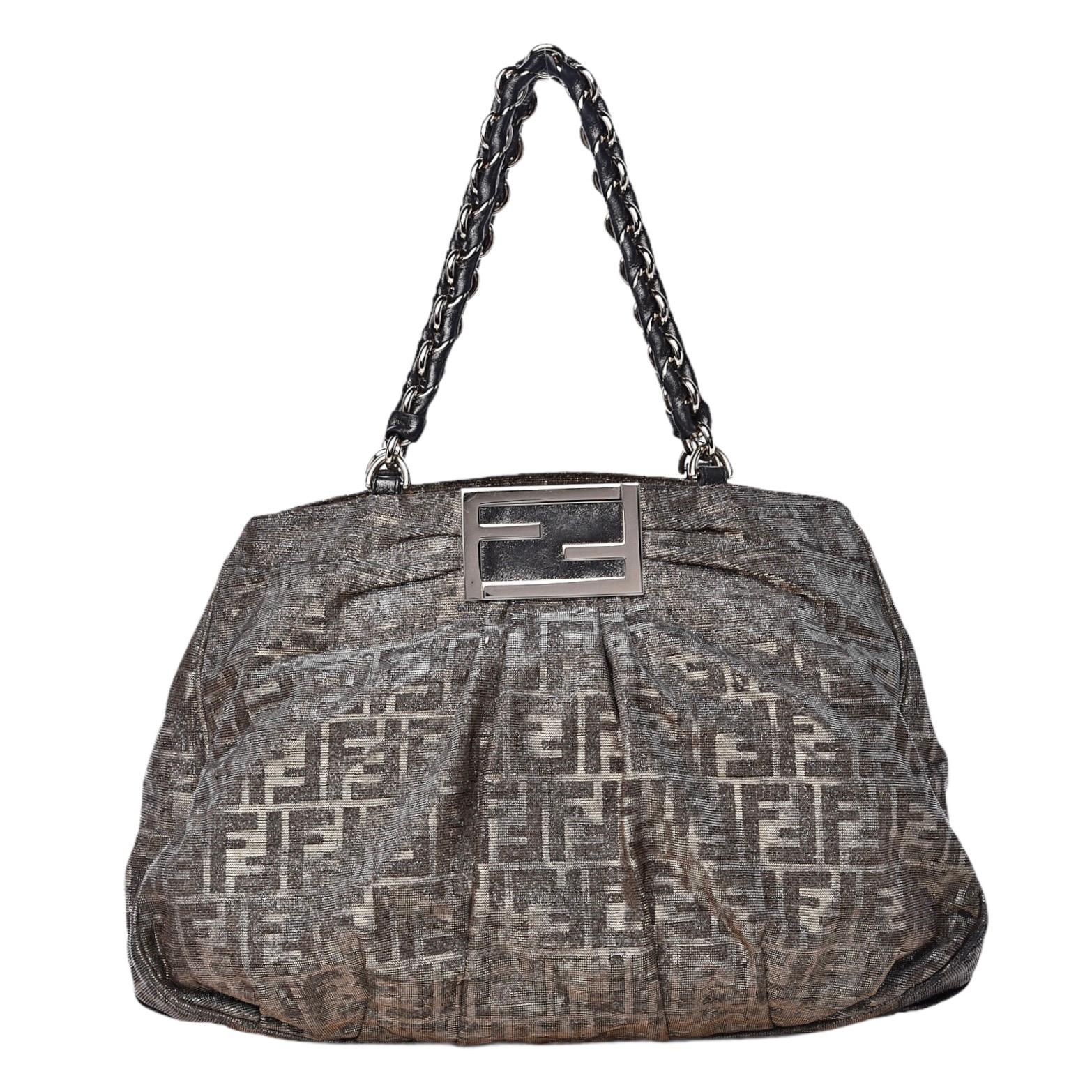 Fendi Light Blue Zucchino Canvas and Leather Mama Baguette Bag at 1stDibs