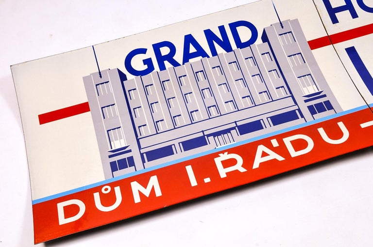 Rare Large Functionalism Enamel Sign of the Lipner Grand Hotel, 1930s ...