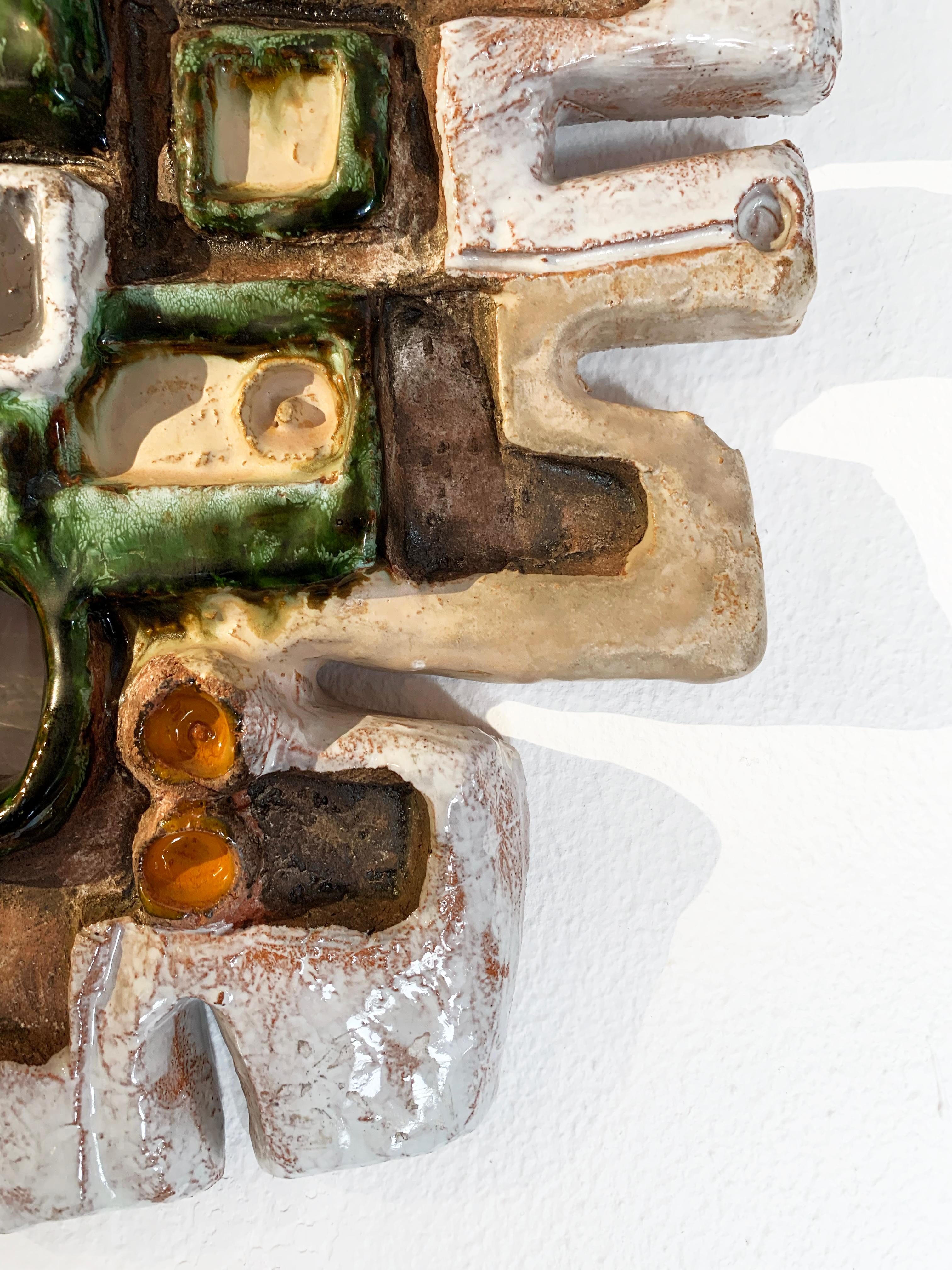 Rare Large Glazed Ceramic Wall Sculpture Elisabeth Vandeweghe for ...