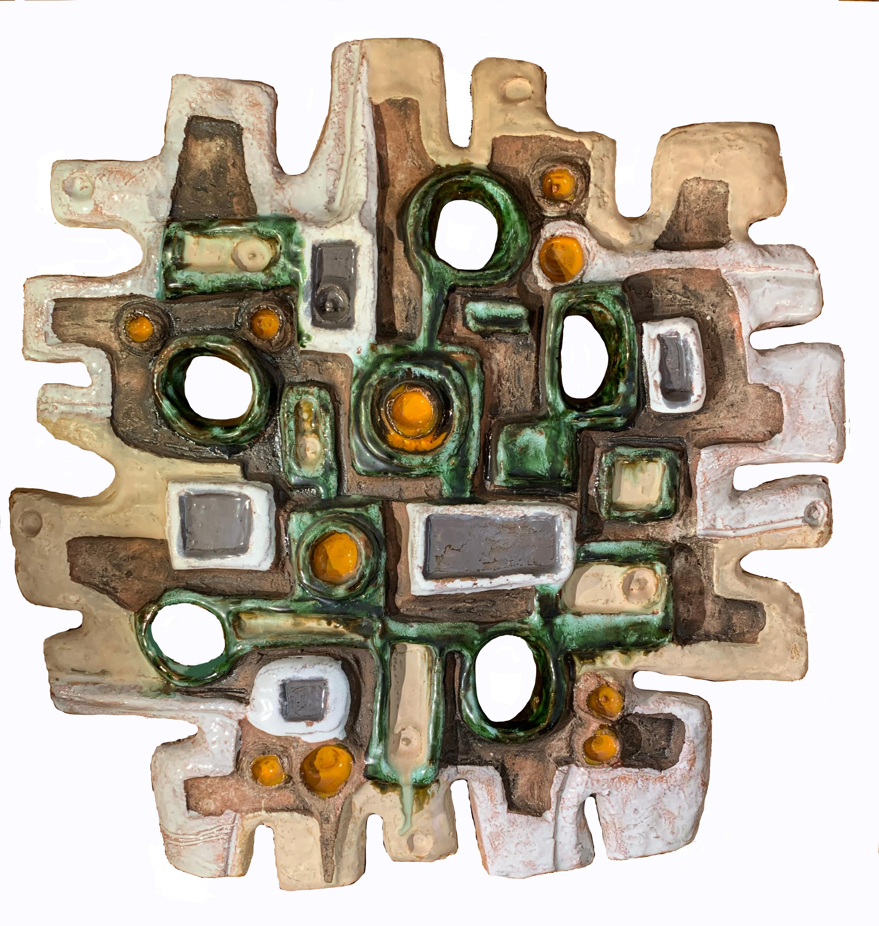Rare Large Glazed Ceramic Wall Sculpture Elisabeth Vandeweghe for ...