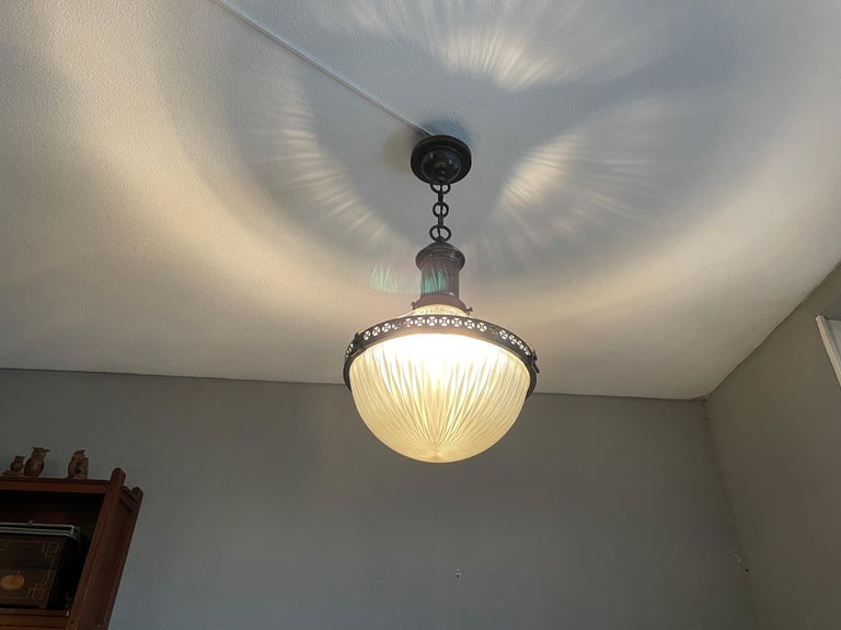 Rare and Large Holophane-Like German Arts and Crafts World War Pendant ...