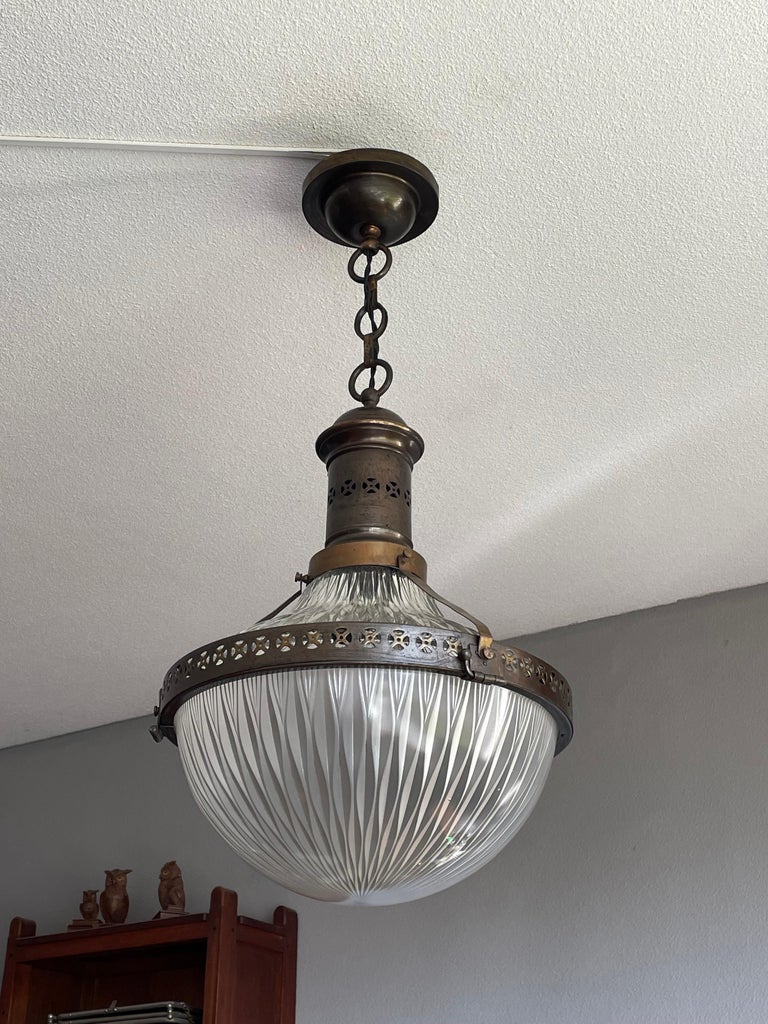 Rare and Large Holophane-Like German Arts and Crafts World War Pendant ...