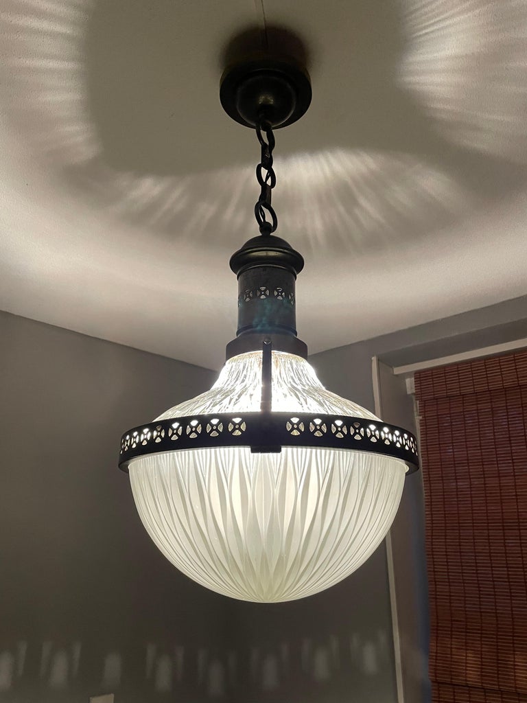 Rare and Large Holophane-Like German Arts and Crafts World War Pendant ...