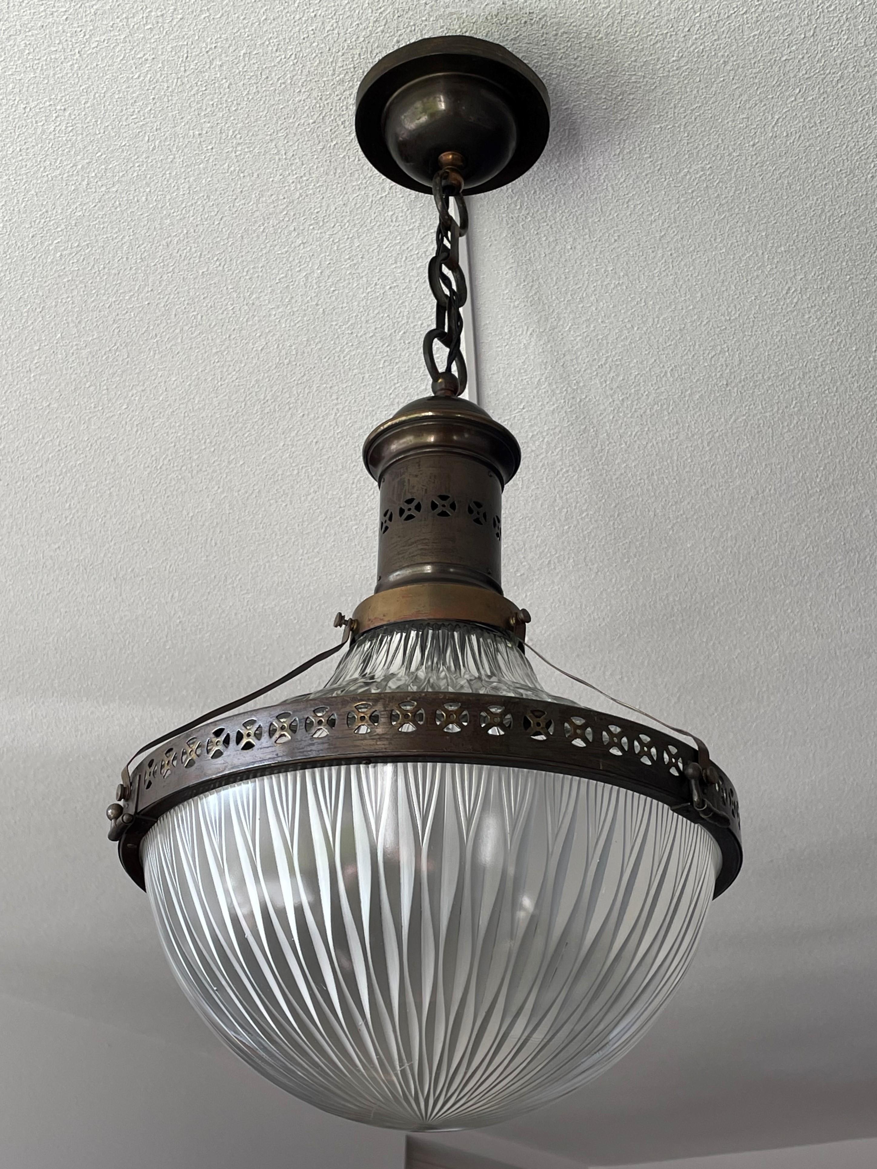 Rare and Large Holophane-Like German Arts and Crafts World War Pendant ...