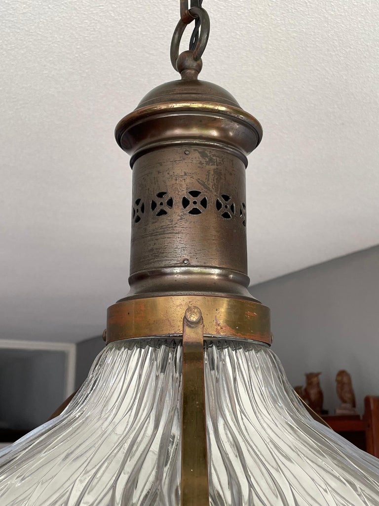 Rare and Large Holophane-Like German Arts and Crafts World War Pendant ...