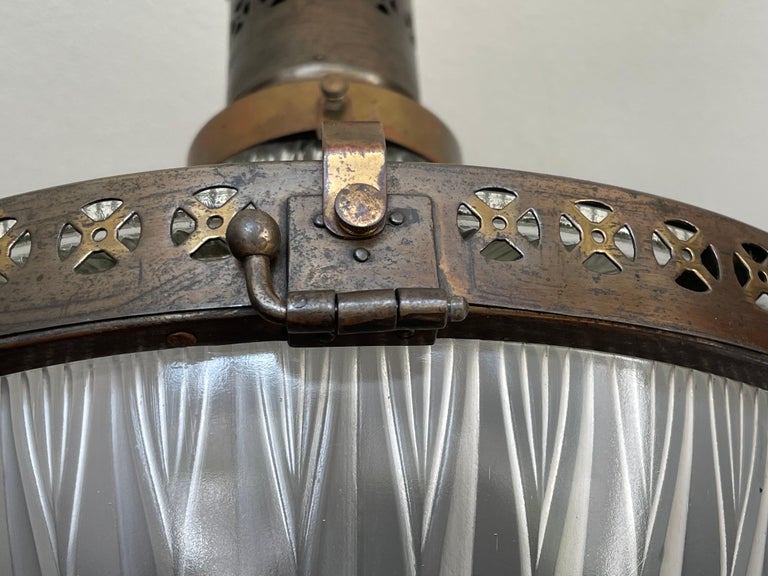 Rare and Large Holophane-Like German Arts and Crafts World War Pendant ...