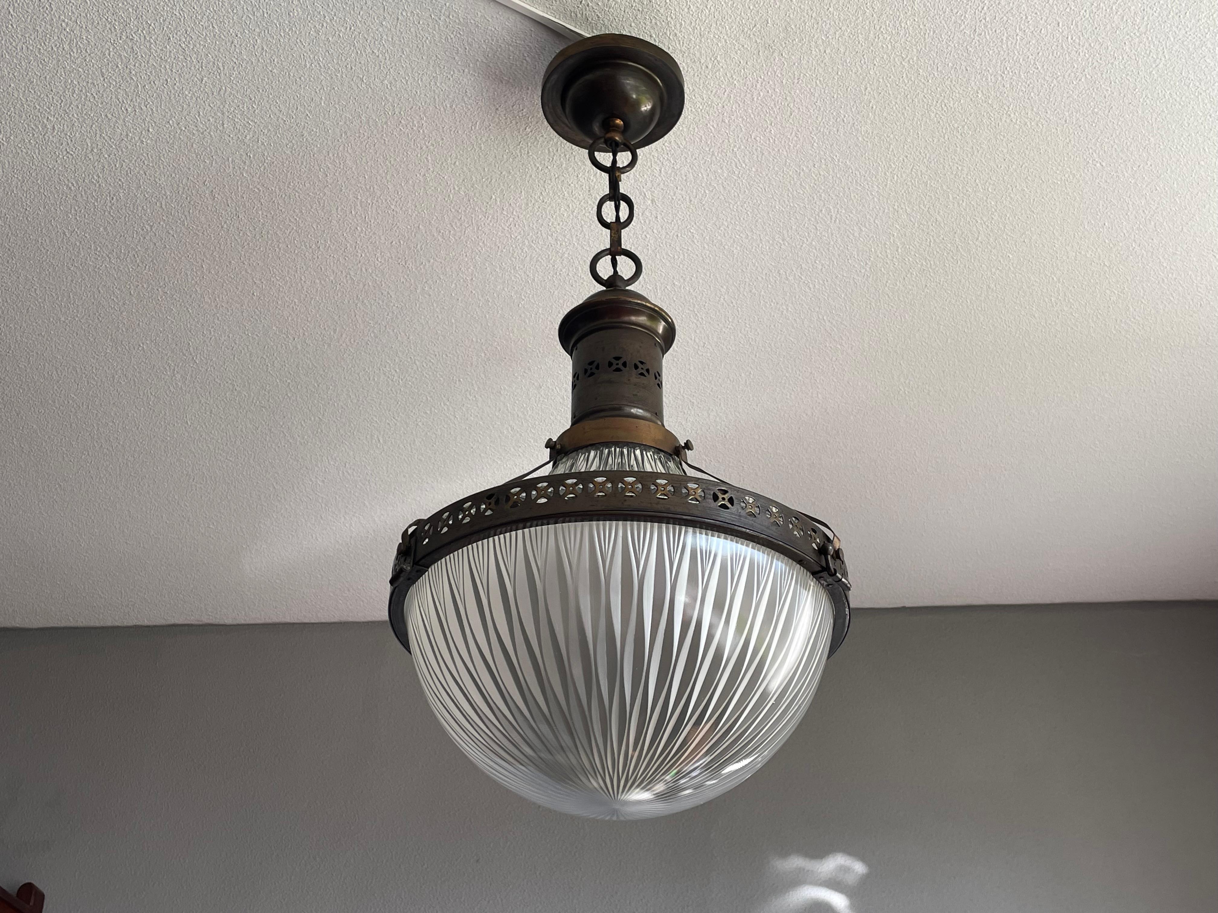 Rare and Large Holophane-Like German Arts and Crafts World War Pendant ...