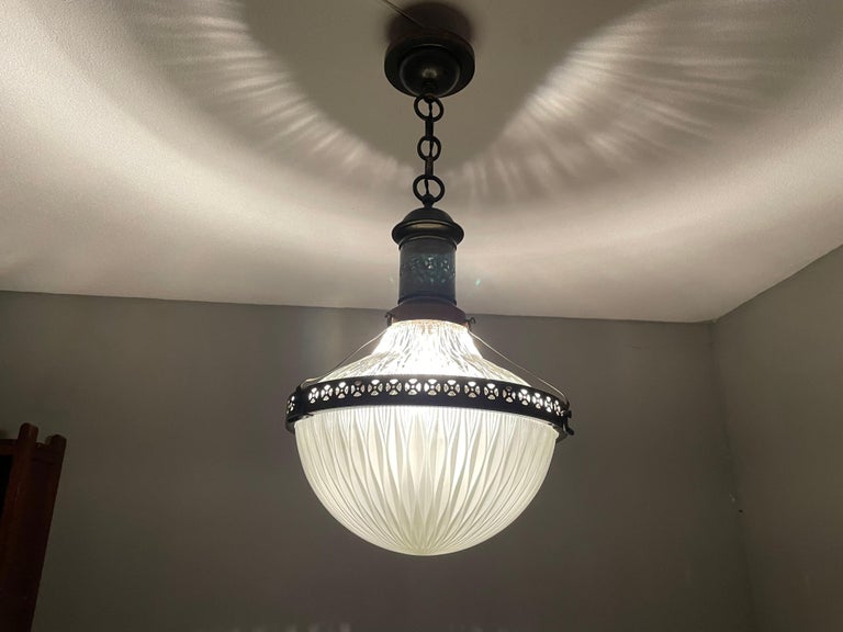 Rare and Large Holophane-Like German Arts and Crafts World War Pendant ...