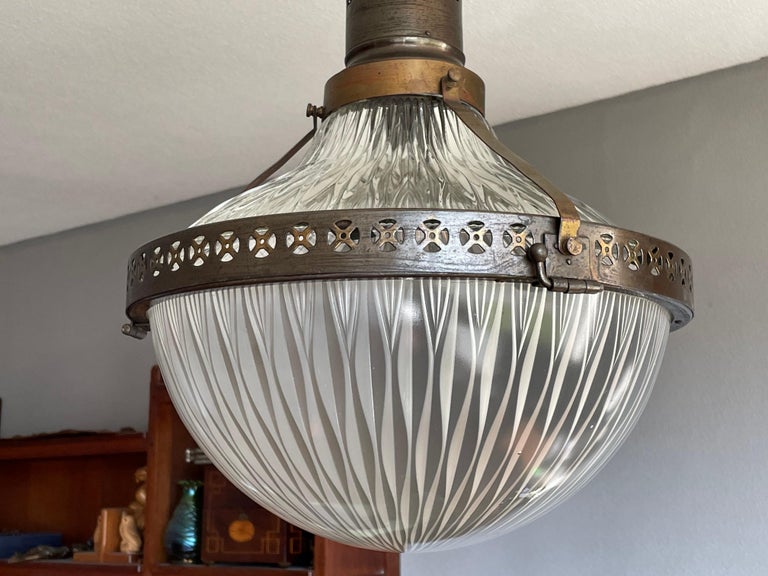 Rare and Large Holophane-Like German Arts and Crafts World War Pendant ...