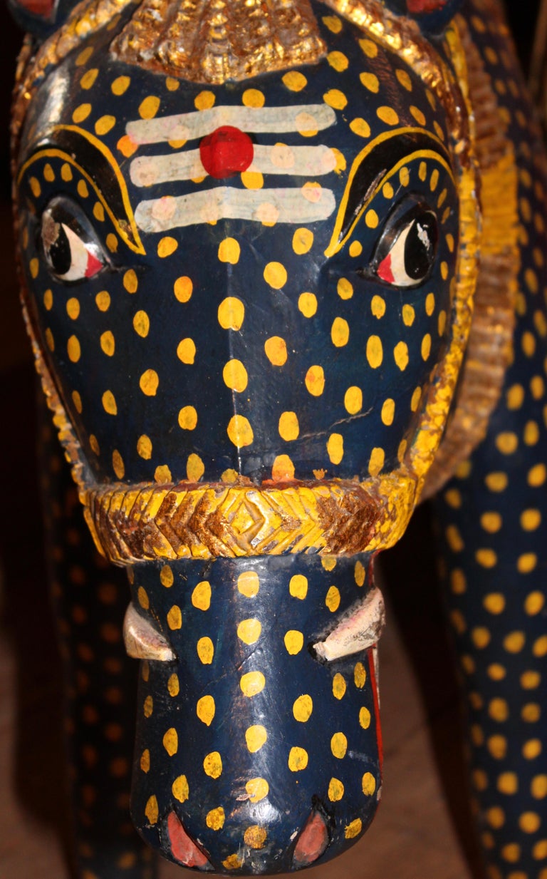 Rare Large Indian Ceremonial Wooden Painted Boar "Varaha", 20th Century ...