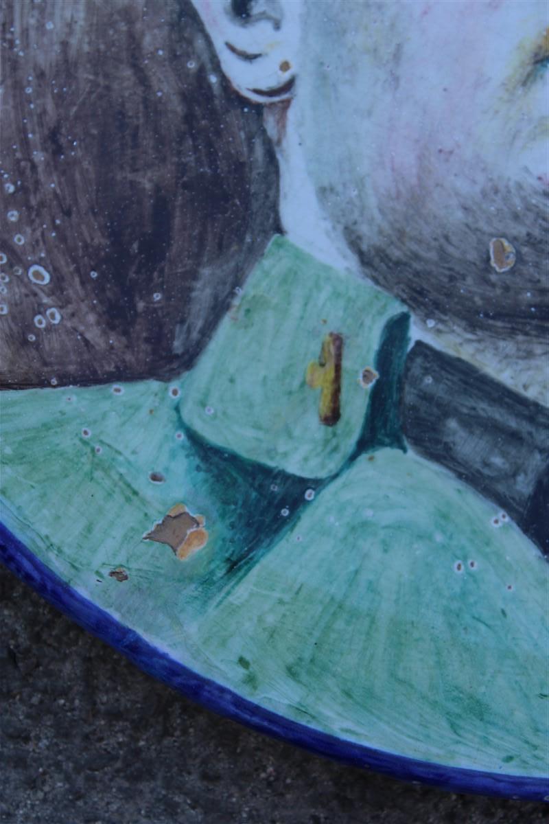 Rare Large Majolica Wall Plate with Face of Benito Mussolini 1950s ...