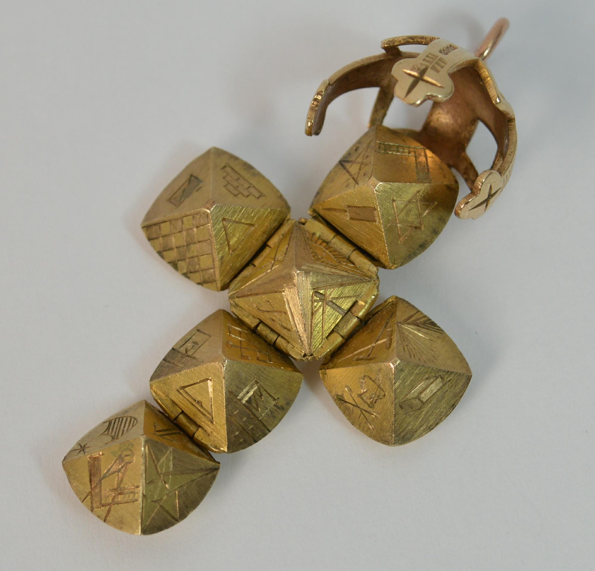 Rare Large Masons Masonic Solid 9 Carat Gold Ball Fob or Pendant at 1stDibs