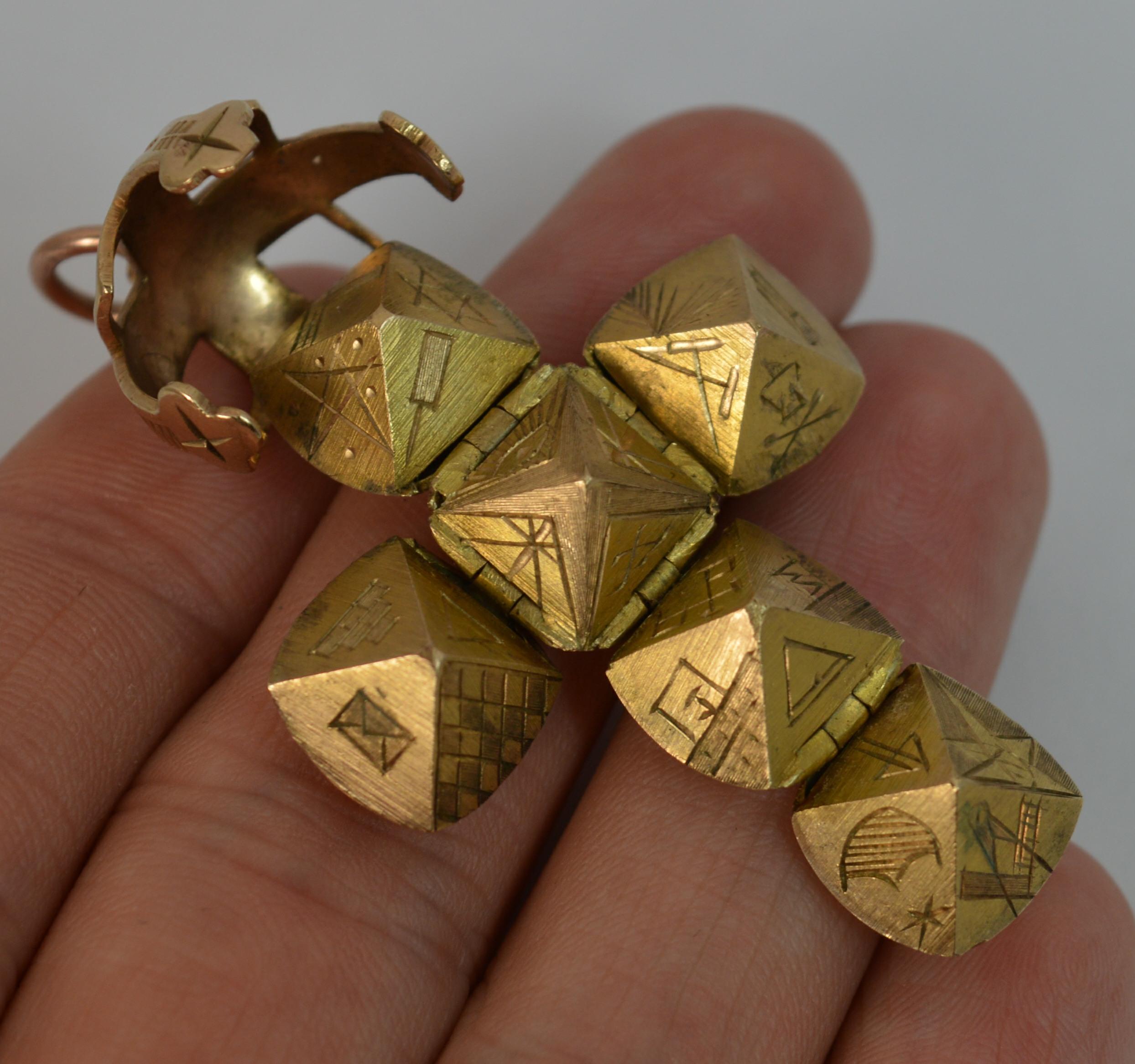 Rare Large Masons Masonic Solid 9 Carat Gold Ball Fob or Pendant at 1stDibs