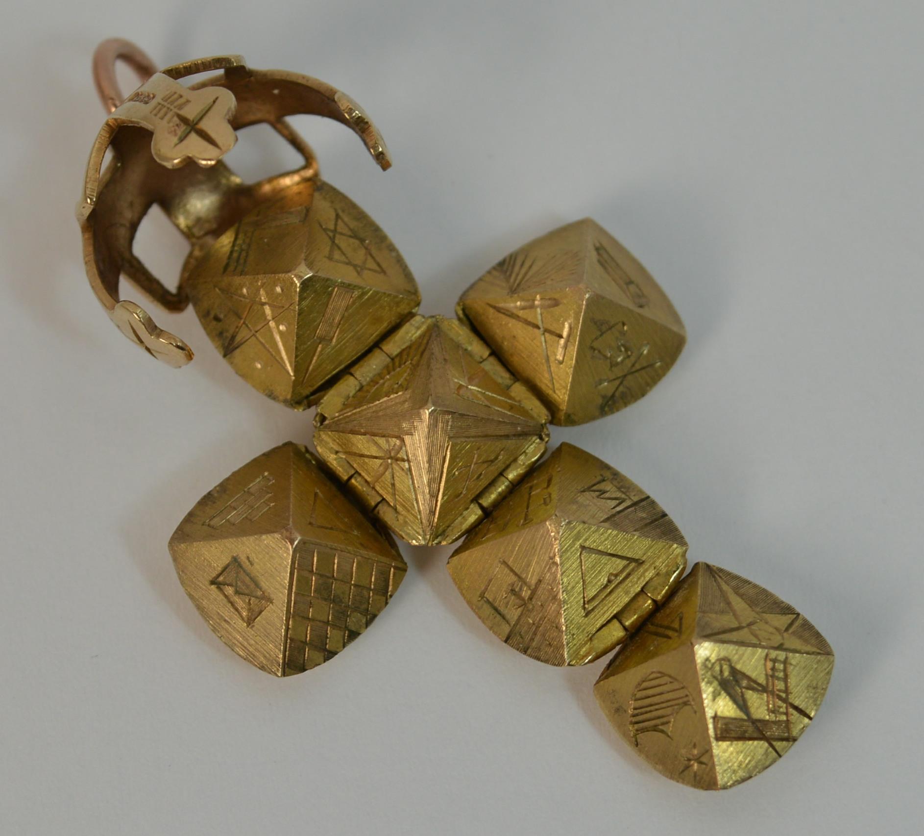 Rare Large Masons Masonic Solid 9 Carat Gold Ball Fob or Pendant at 1stDibs