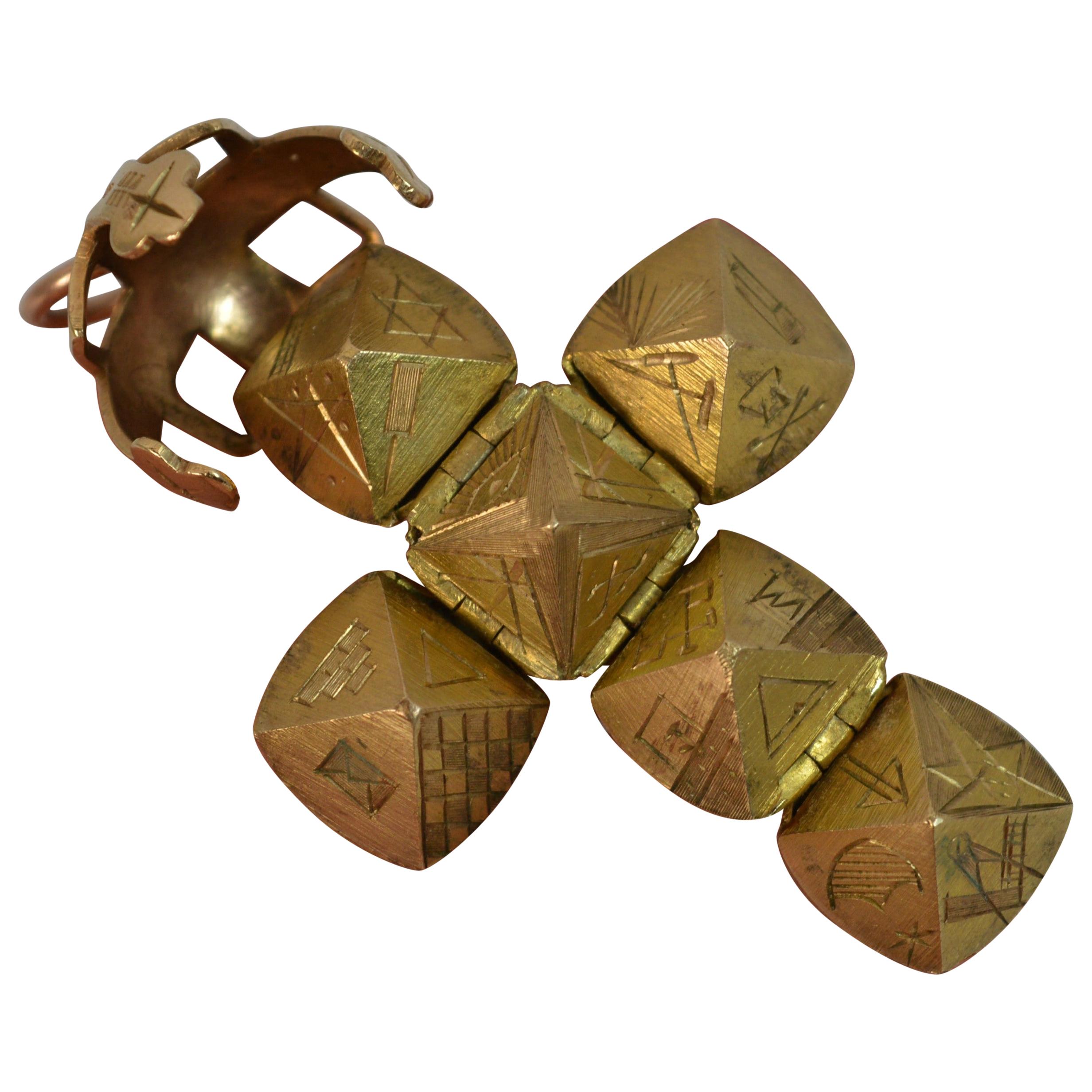 Rare Large Masons Masonic Solid 9 Carat Gold Ball Fob or Pendant at 1stDibs