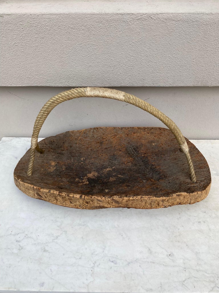 Rare Large Rope and Cork Fruits Basket Audoux Minet For Sale at 1stDibs