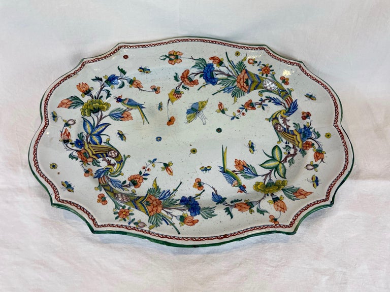 Rare Large Rouen Faïence Serving Platter For Sale at 1stDibs