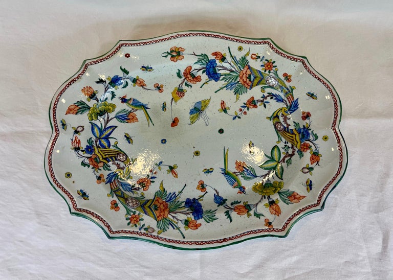 Rare Large Rouen Faïence Serving Platter For Sale at 1stDibs