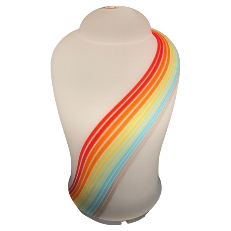 Rare Large Vintage Murano 1970s Italian Rainbow Swirl Glass Table Lamp ...
