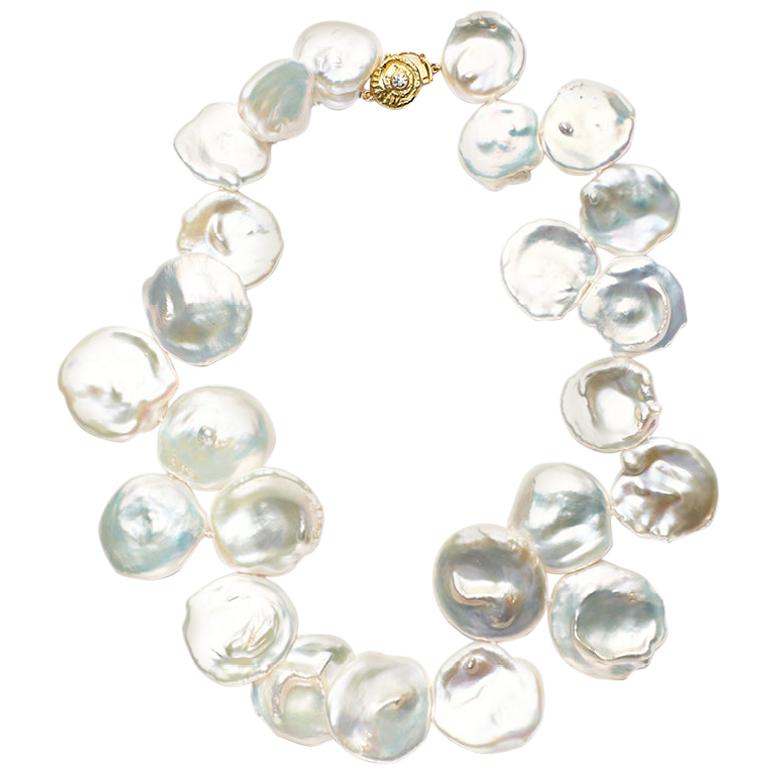 Susan Lister Locke 19" Baroque Pearls and Lapis Lazuli beads, Diamond ...