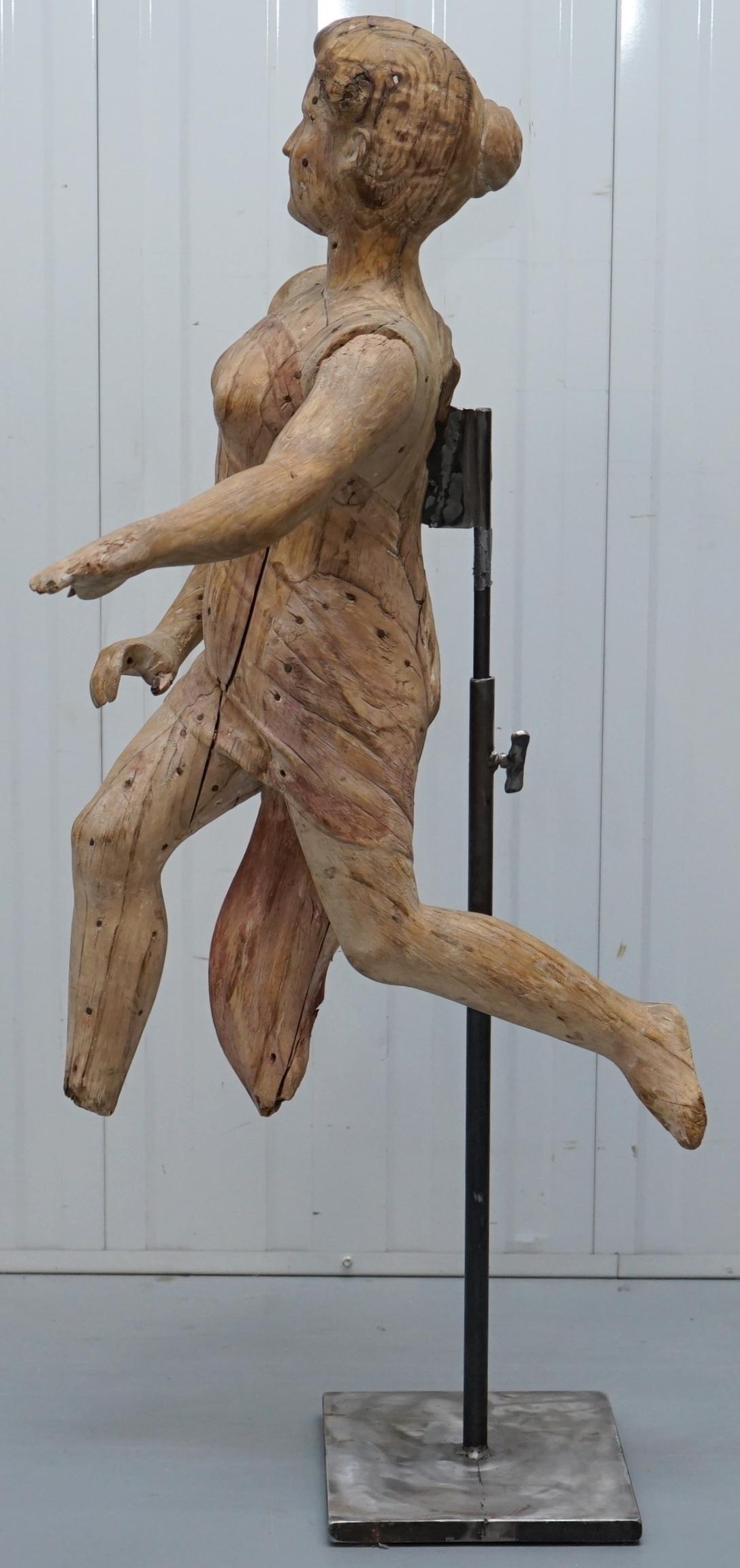 Rare Late 18th Century French Hand-Carved Angel Wood Statue Articulated ...