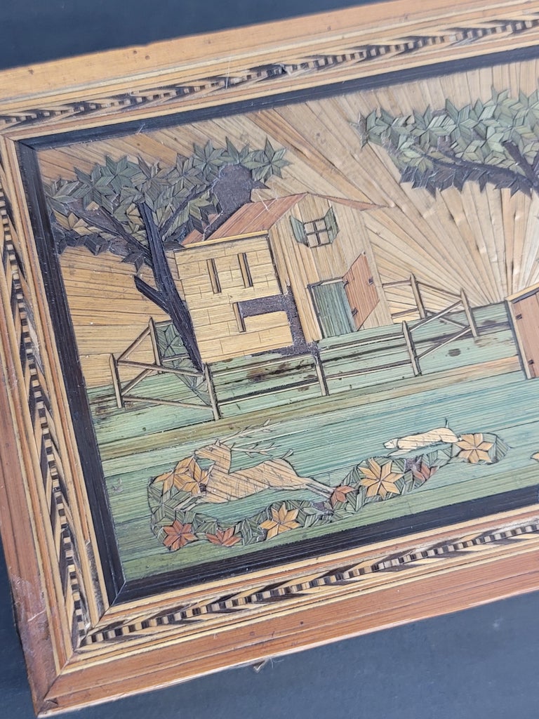 Rare Late 18th/Early 19th Century French Colored Straw Marquetry Sewing ...