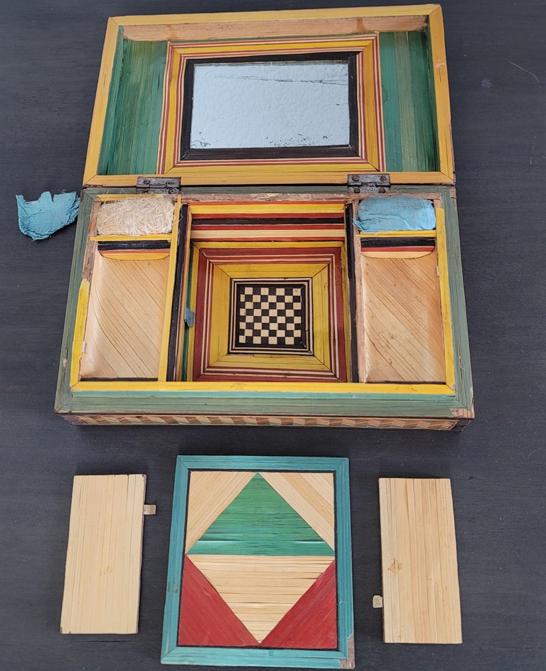 Rare Late 18th/Early 19th Century French Colored Straw Marquetry Sewing ...