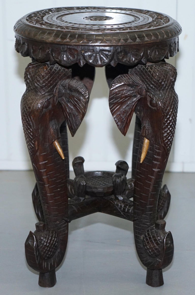 Rare Late 19th Century Anglo Indian Hand Carved Elephant Side Table ...