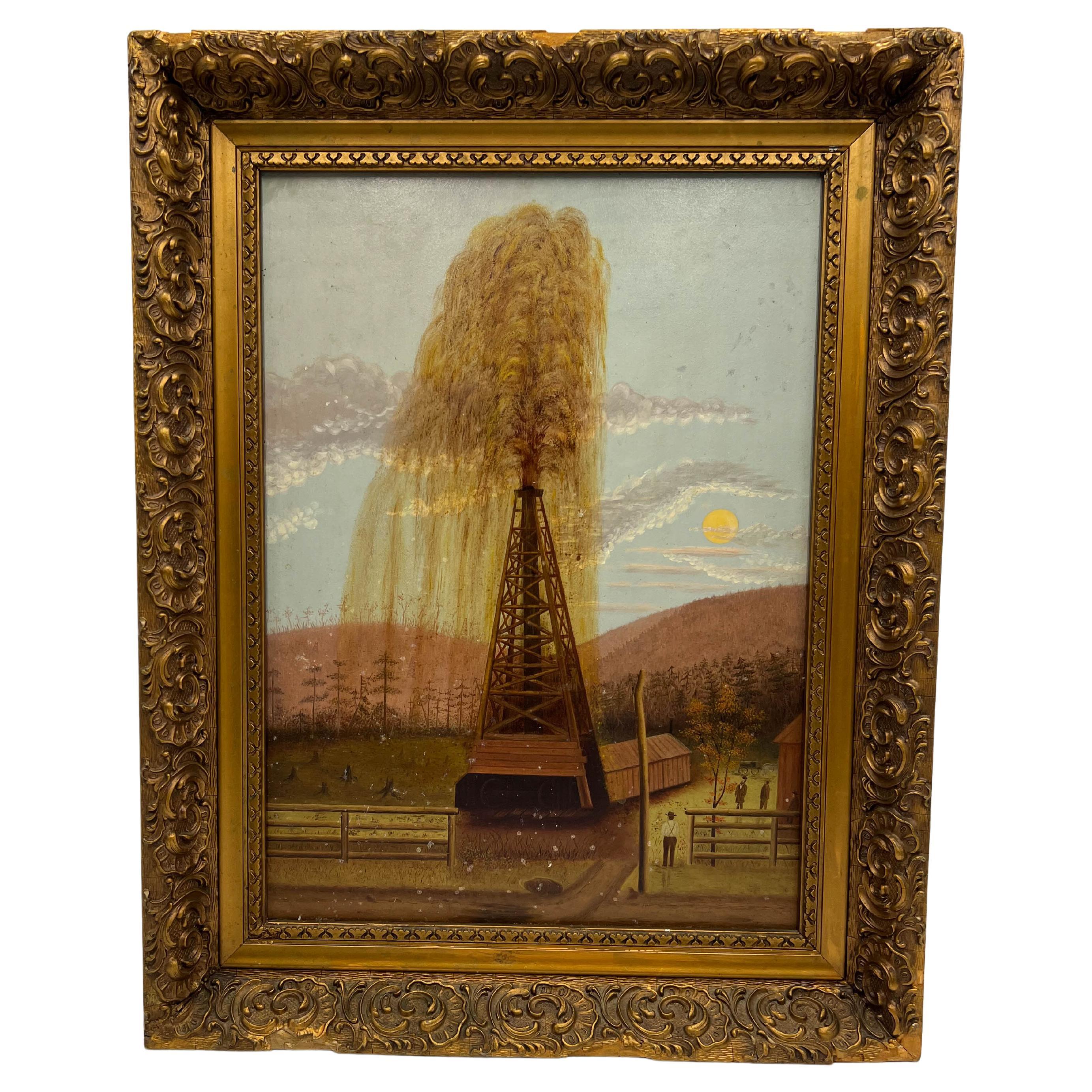 Rare Late 19th Century Oil Well Derrick Painting For Sale at 1stDibs ...