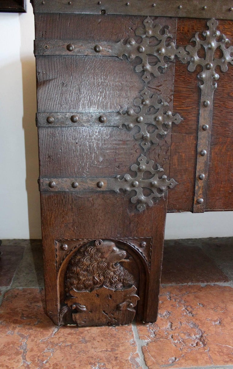 Rare Late Medieval 16th Century German Wrought Iron Oak Chest or ...