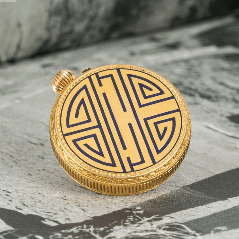 Rare LeCoultre Gold Enamel and Diamond Keyless Cylinder Button Hole ...