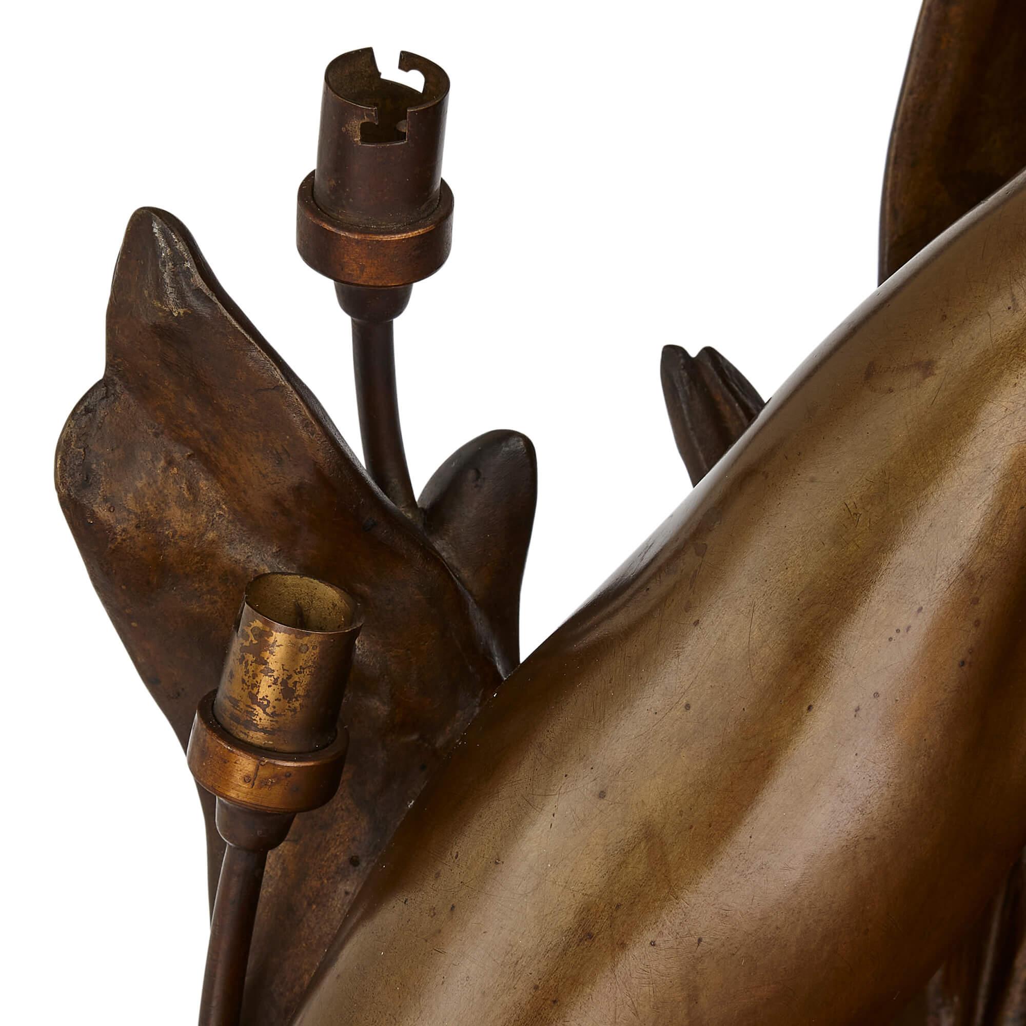 Rare Life-Size Patinated Bronze Female Sculptural Lamp by Larche For ...