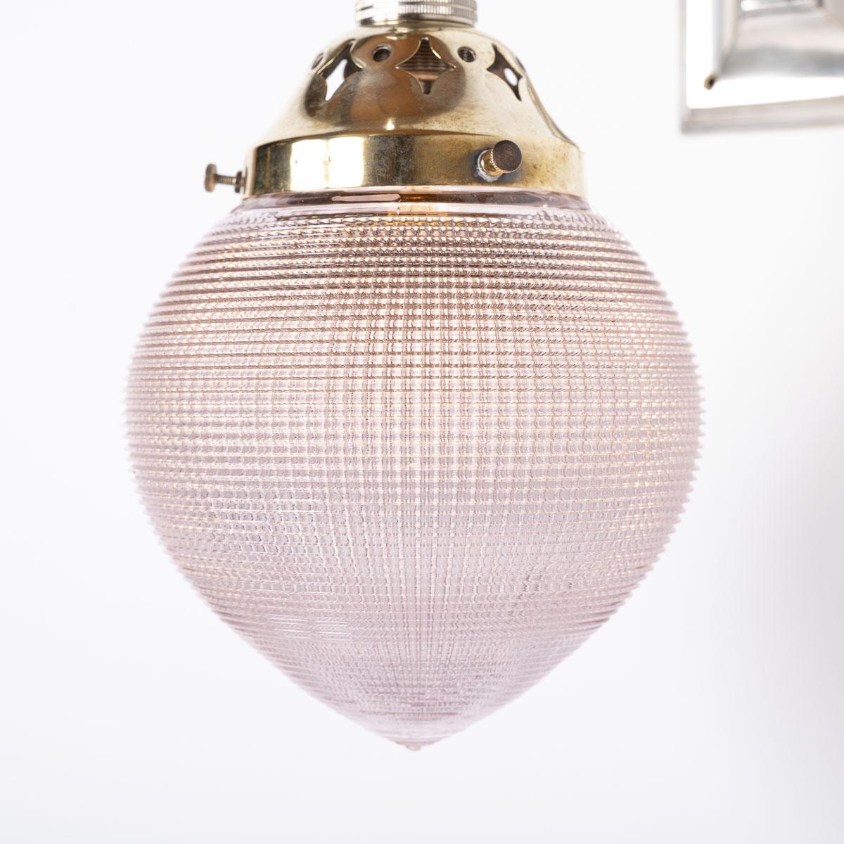 Rare Lilac Tinted Prismatic Acorn Holophane Glass Wall Sconces For Sale ...