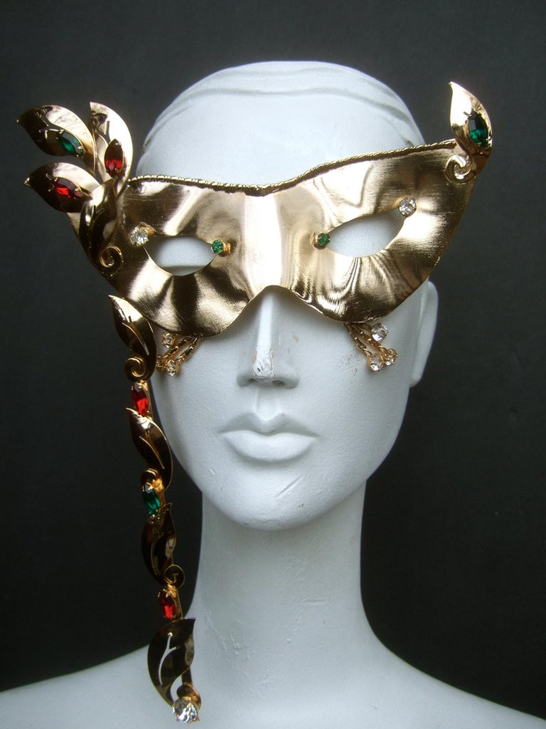 Rare Limited Edition Gilt Metal Mardi Gras Crystal Jeweled Mask by ...