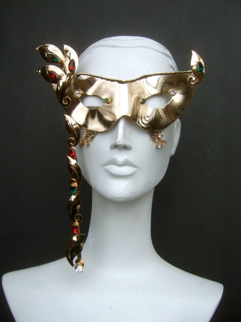 Rare Limited Edition Gilt Metal Mardi Gras Crystal Jeweled Mask by ...