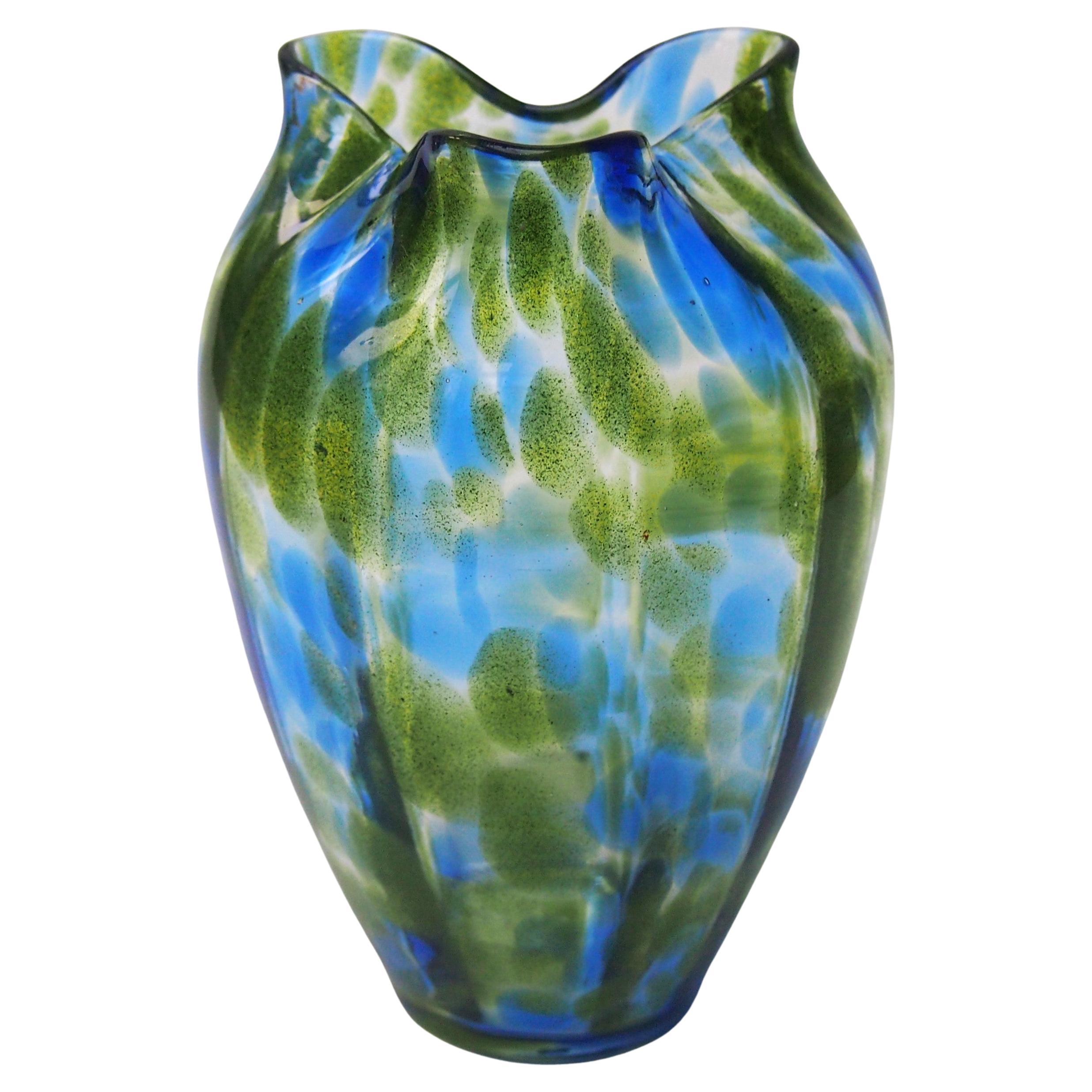 Pair of Loetz Glass and Wrought Iron Vases 1920s For Sale at 1stDibs