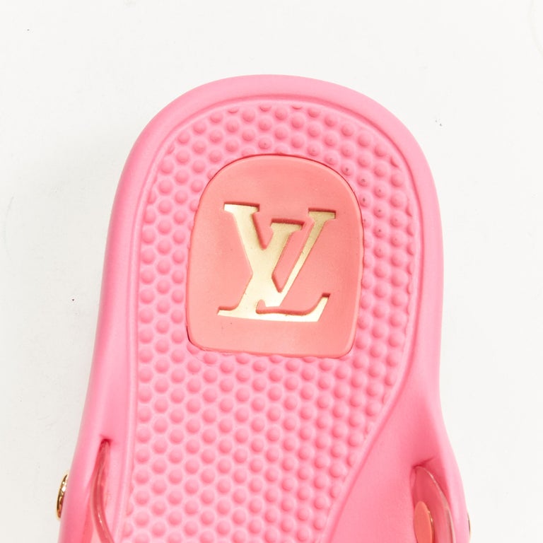 rare LOUIS VUITTON Y2K pink gold monogram clear PVC pool slides EU37 ...