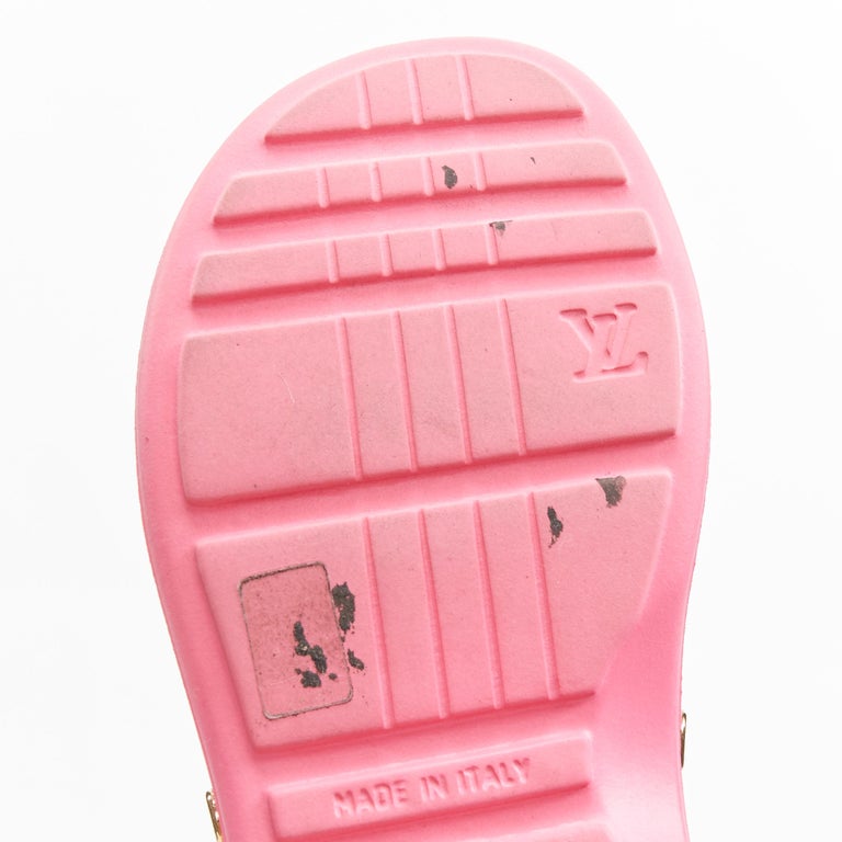 rare LOUIS VUITTON Y2K pink gold monogram clear PVC pool slides EU37 ...