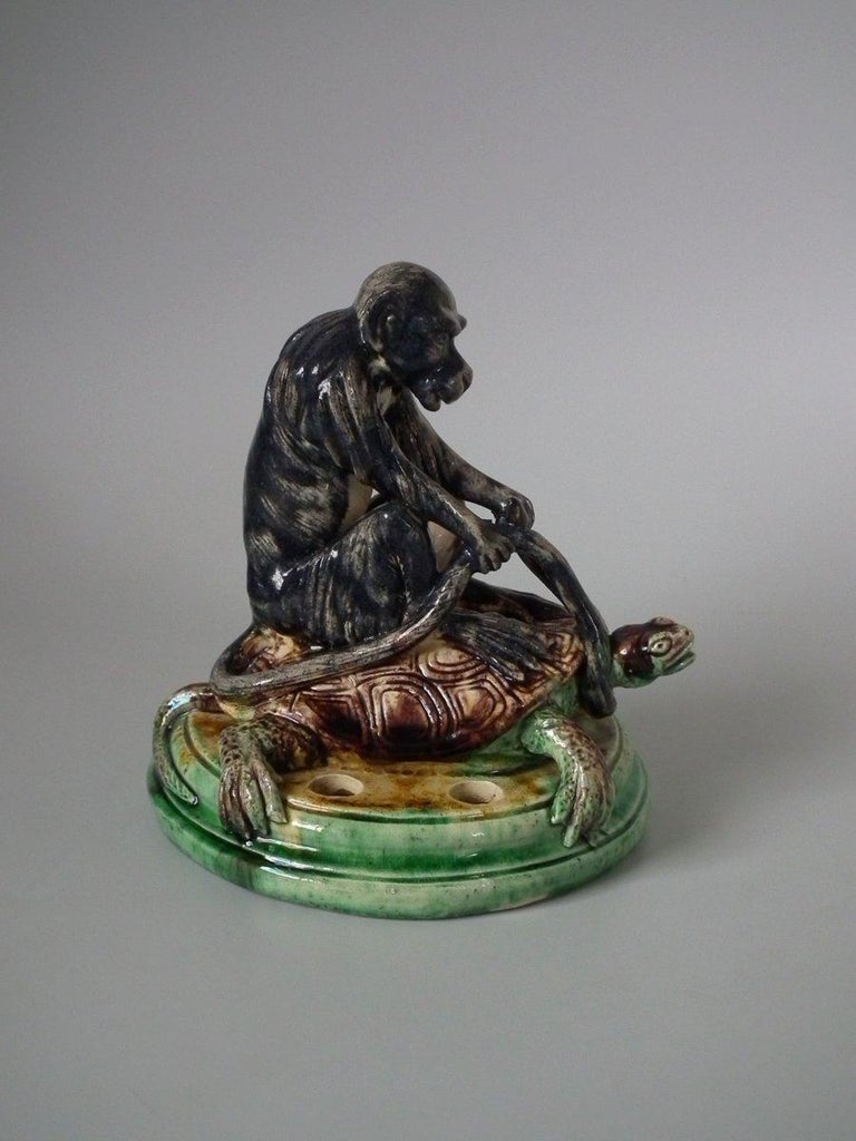 Rare Mafra Palissy Majolica Sloth and Mischief Flower Holder at 1stDibs