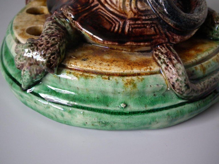 Rare Mafra Palissy Majolica Sloth and Mischief Flower Holder at 1stDibs