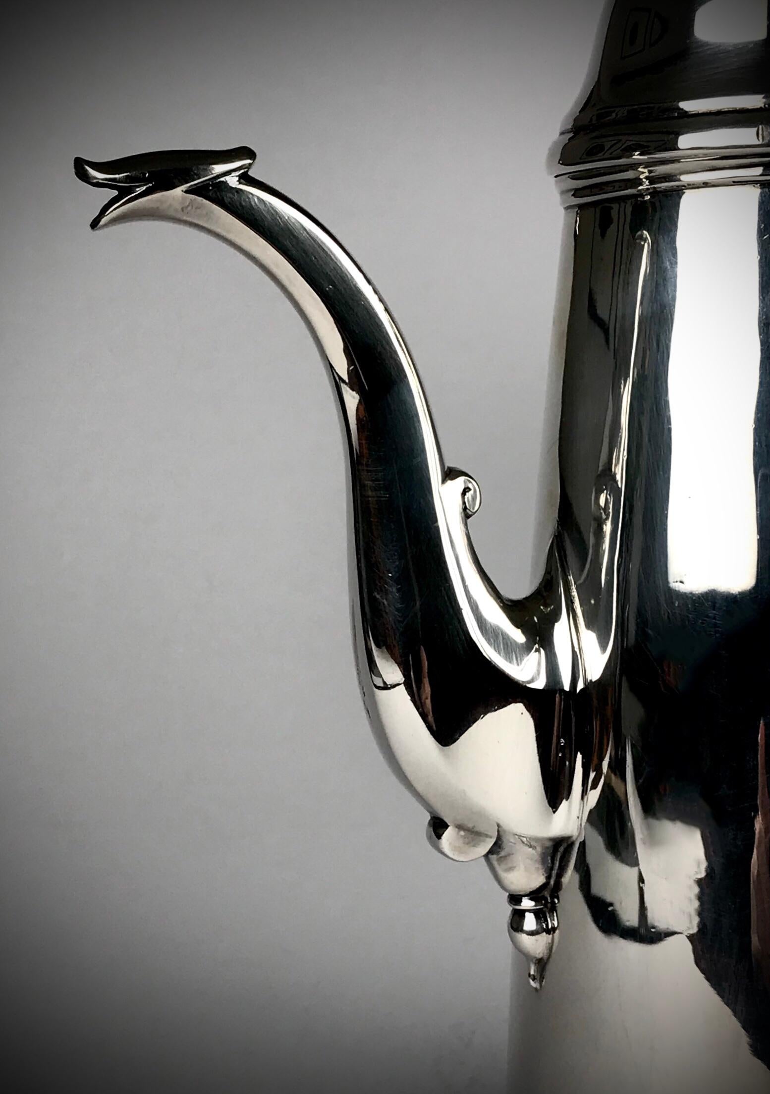 Rare Magnificent Queen Anne Coffee Pot Sterling Silver, London, 1714 ...