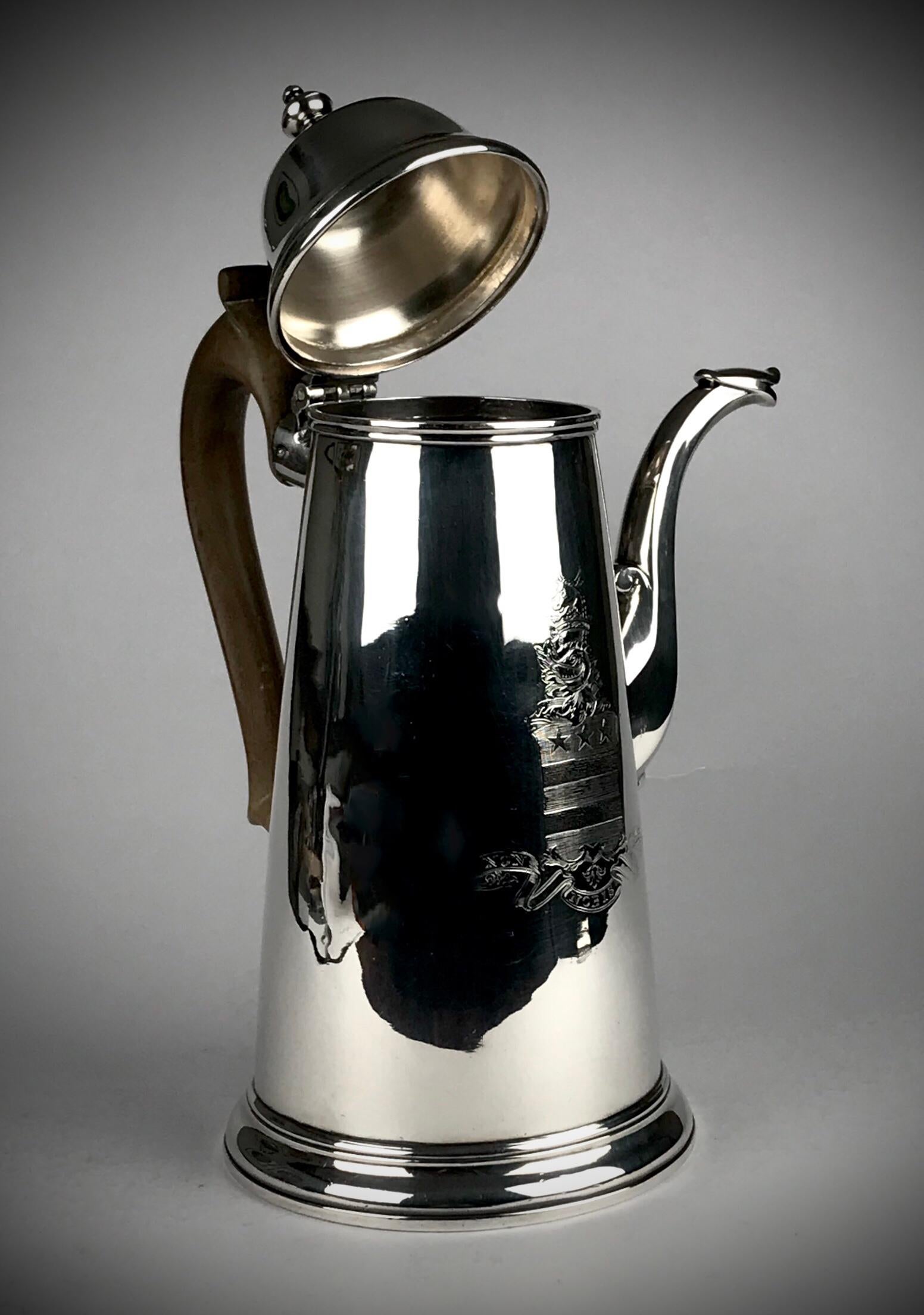 Rare Magnificent Queen Anne Coffee Pot Sterling Silver, London, 1714 ...