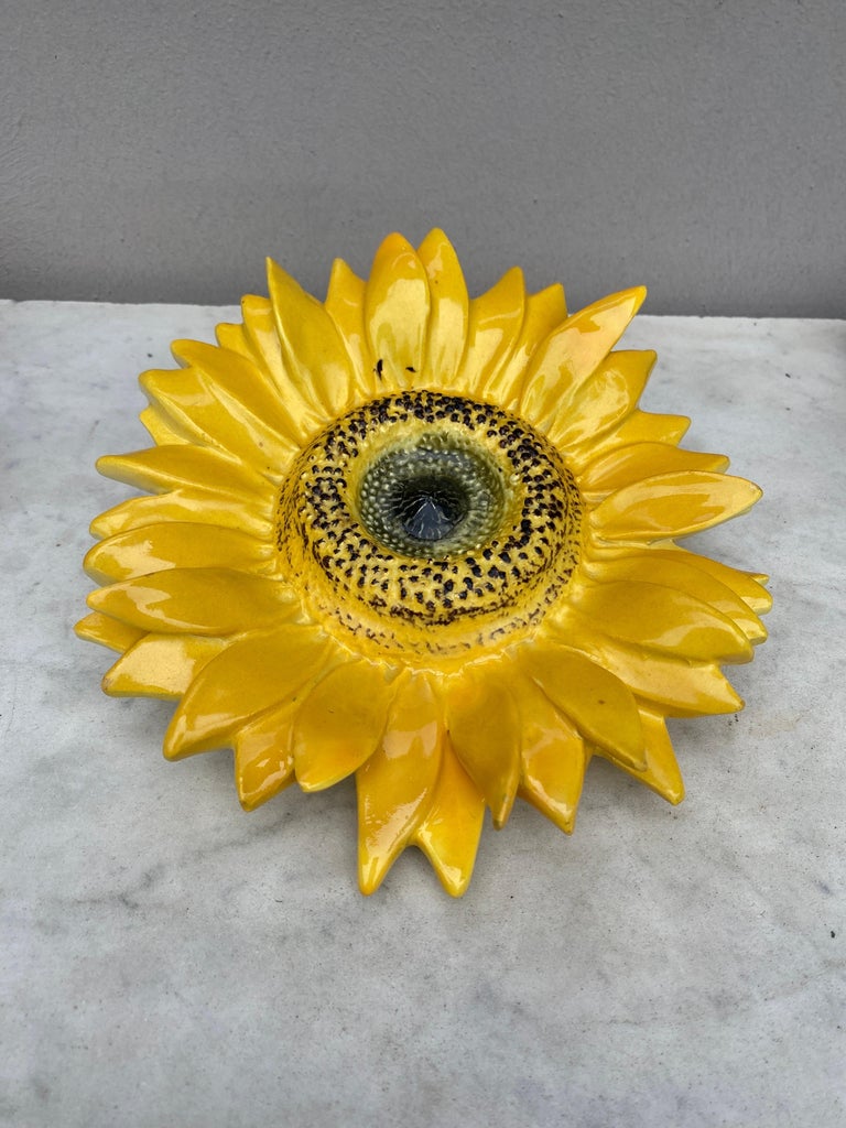 Rare Majolica Pink Sunflower Wall Pocket Delphin Massier, circa 1880 ...