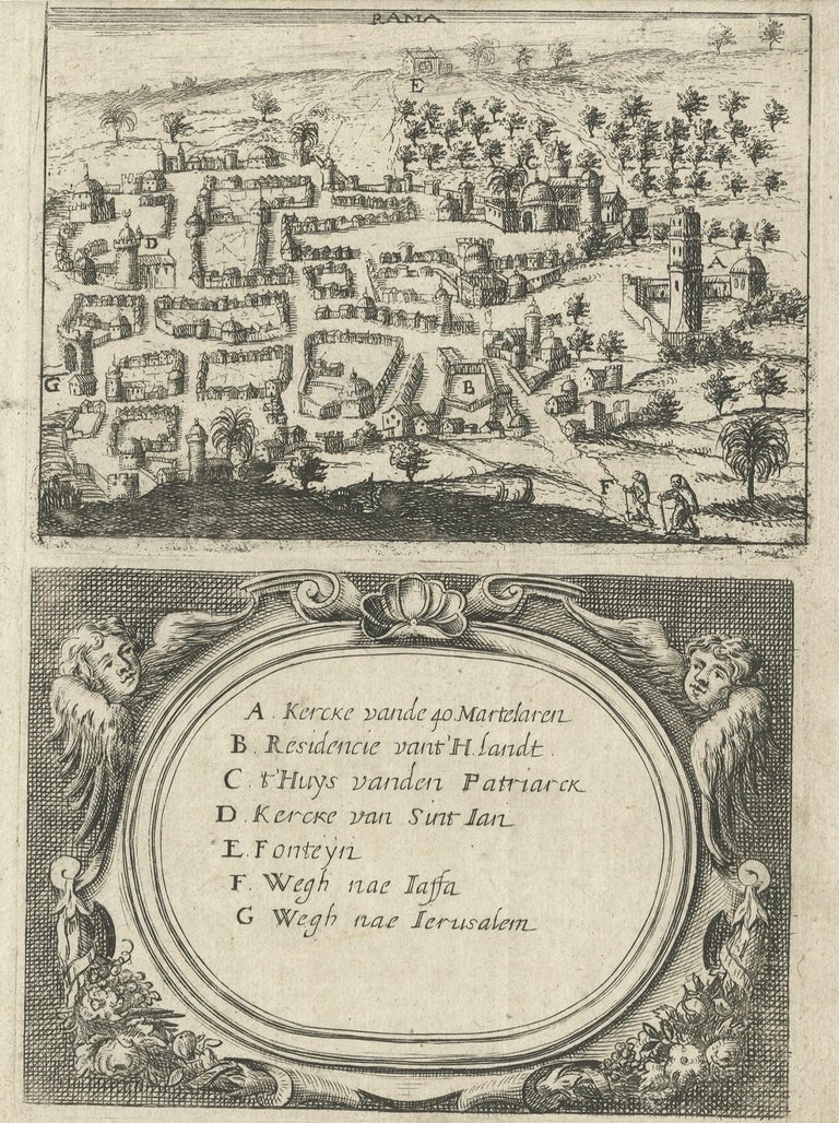 Rare Map of Rama or Ramma 'Ramallah?' in Palestine or the Holy Land, ca ...