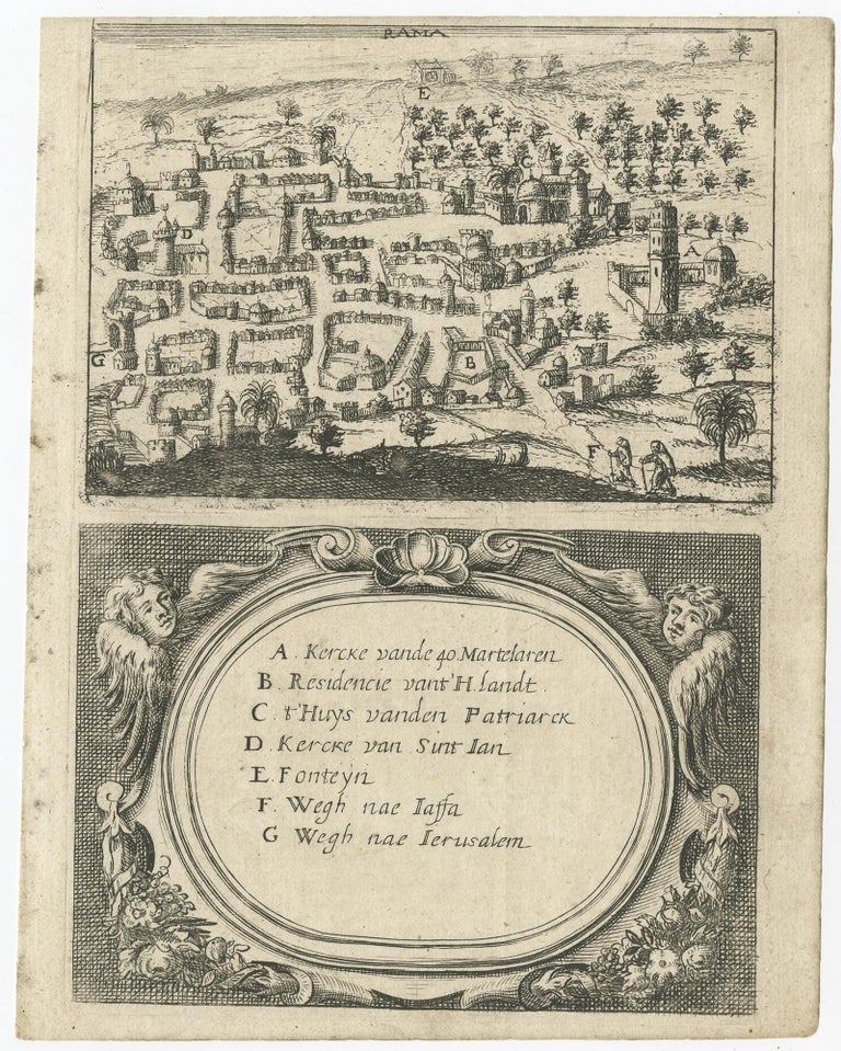 Rare Map of Rama or Ramma 'Ramallah?' in Palestine or the Holy Land, ca ...