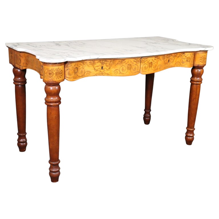 Rare Marble Top Italian Inlaid Satinwood Pasta Ravioli Pastry Making ...