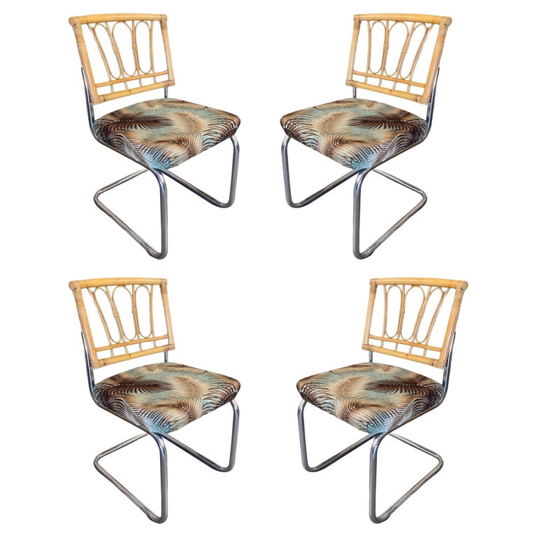 Rare Marcel Breuer Rattan Back Chrome "Cesca" Chairs by Virco, Set of 4 ...