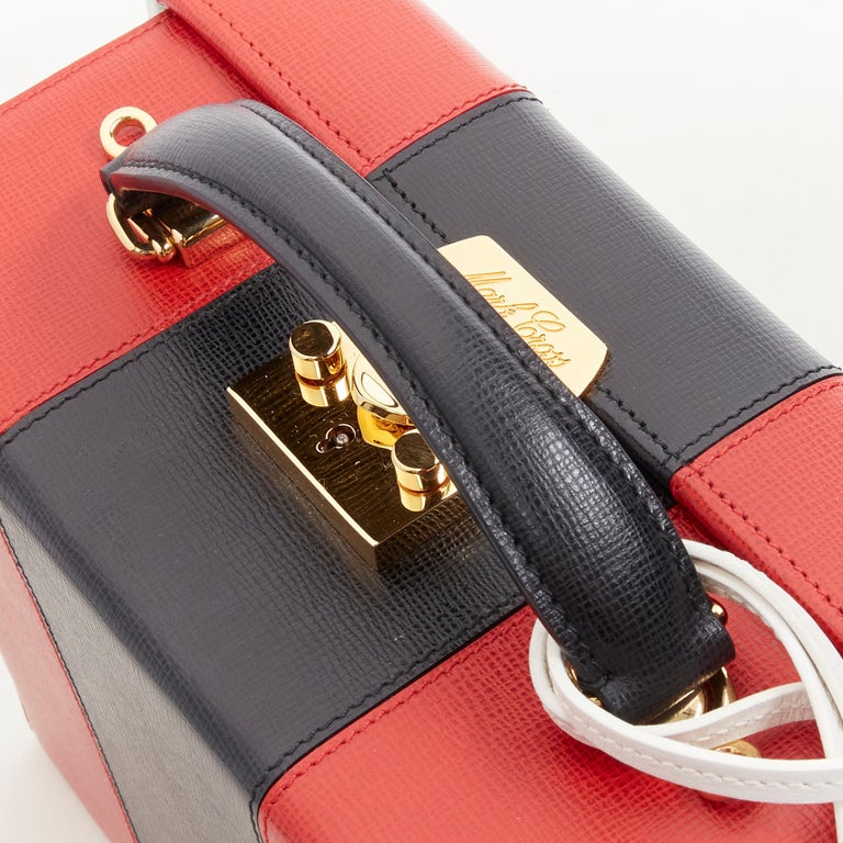 rare MARK CROSS Grace Large red black white leather crossbody vanity ...